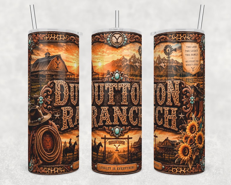 Dutton Ranch Inspired 20 Oz Tumbler Wrap PNG, Western Cowgirl Design ...