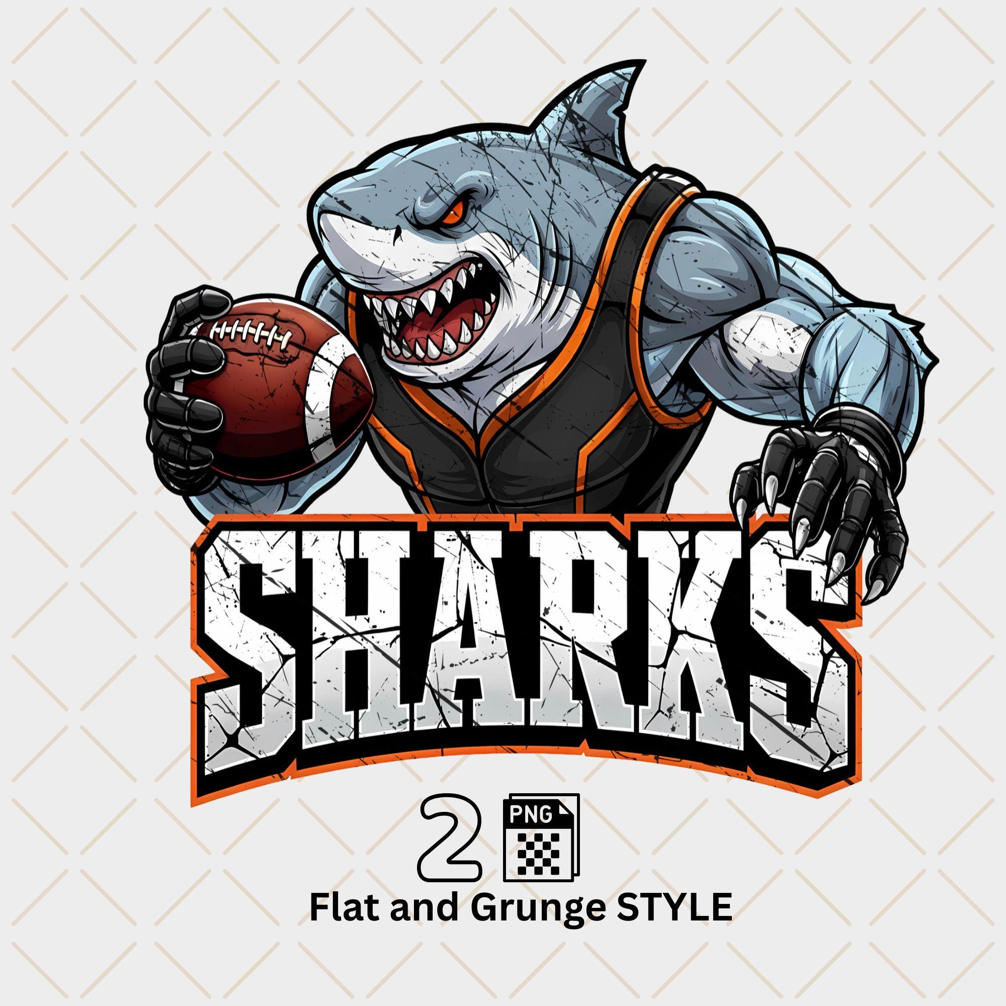 Fierce Sharks Football Mascot PNG: School Spirit Shirt Design (digital ...