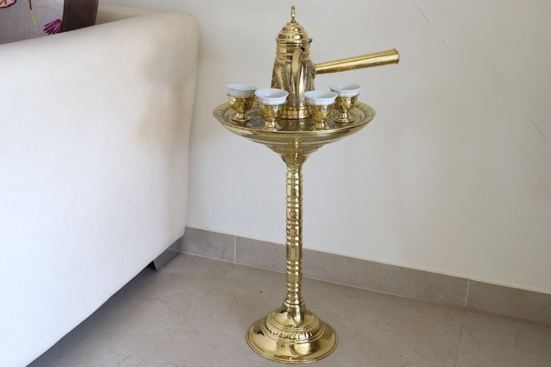 Genuine Copper Column Kettle With Tray Serving 4 Coffee Cups Decorative ...