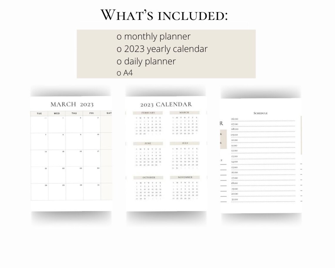2023 Calendar Printable, 2023 Monthly Planner, Minimalist Planner ...