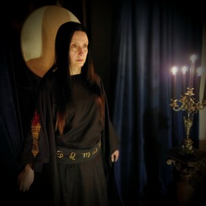Hekate Robe, Hekate Ritual Robe, Black Tau Robe With Belt, Magic Tunic ...
