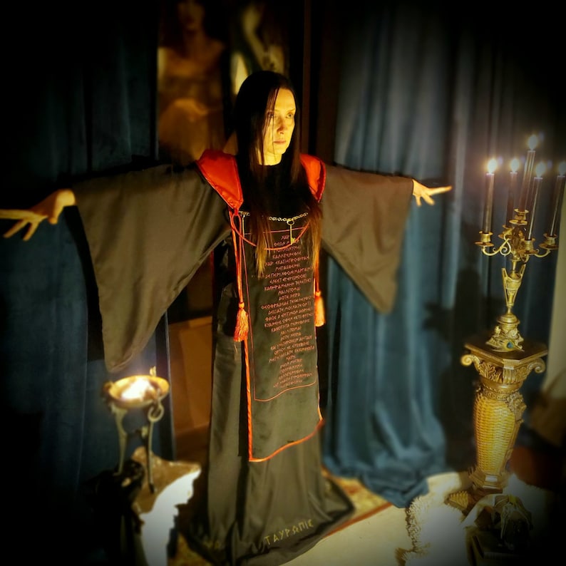 Hecate Robe, Hekate Ritual Robe, Black Tau Robe With Orarium ...