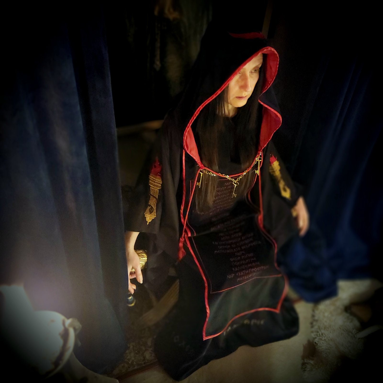 Hecate Cloak Hecate Ritual Cloak Black Tau Robe With Hood - Etsy