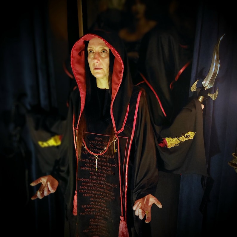 Hecate Robe Hekate Ritual Robe Black Tau Robe With Orarium - Etsy