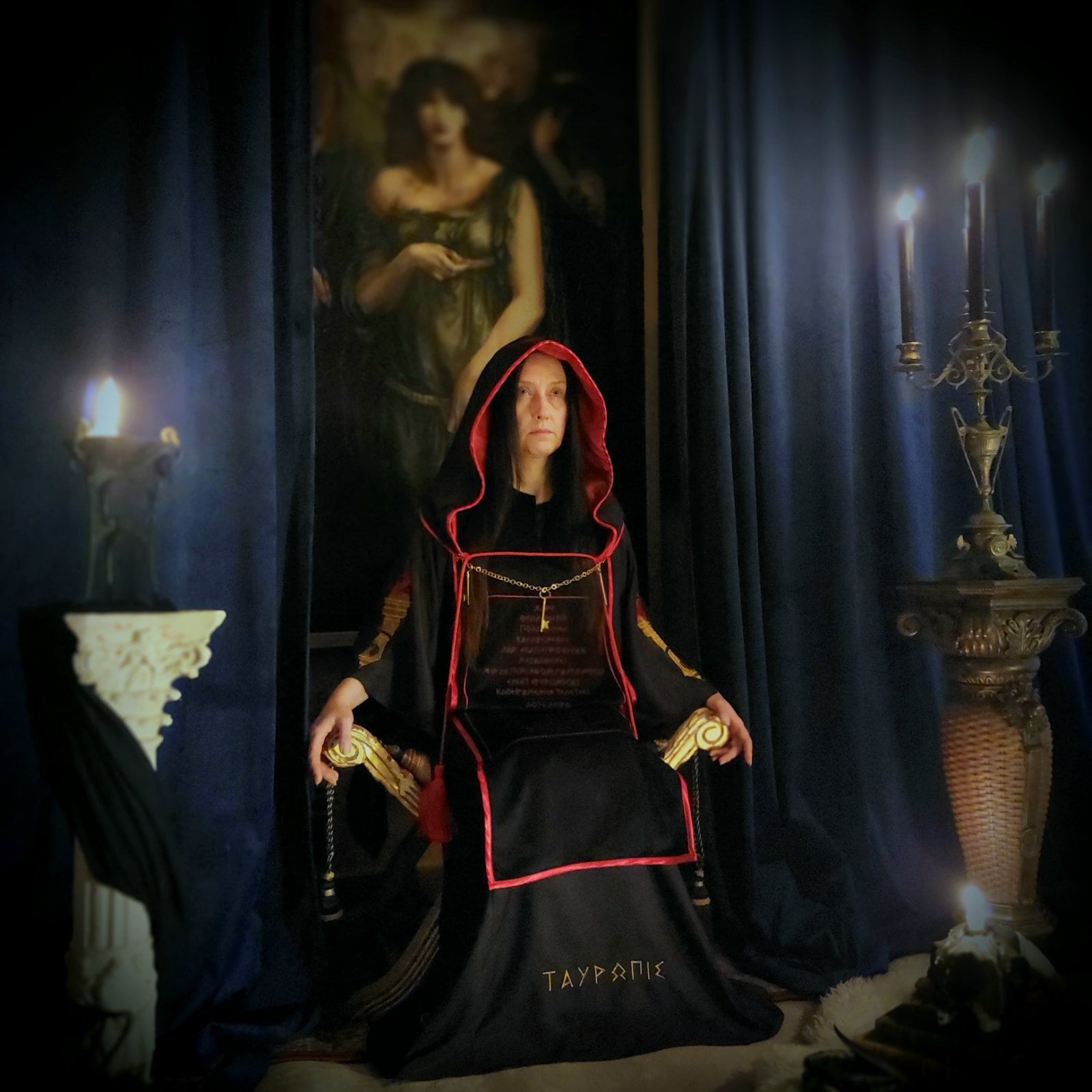 Hecate Cloak, Hecate Ritual Cloak, Black Tau Robe With Hood, Ceremonial ...