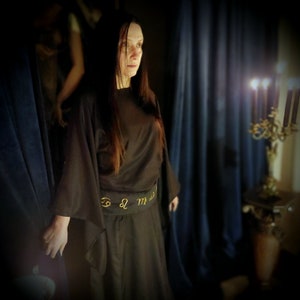 Hekate Robe, Hekate Ritual Robe, Black Tau Robe With Belt, Magic Tunic ...