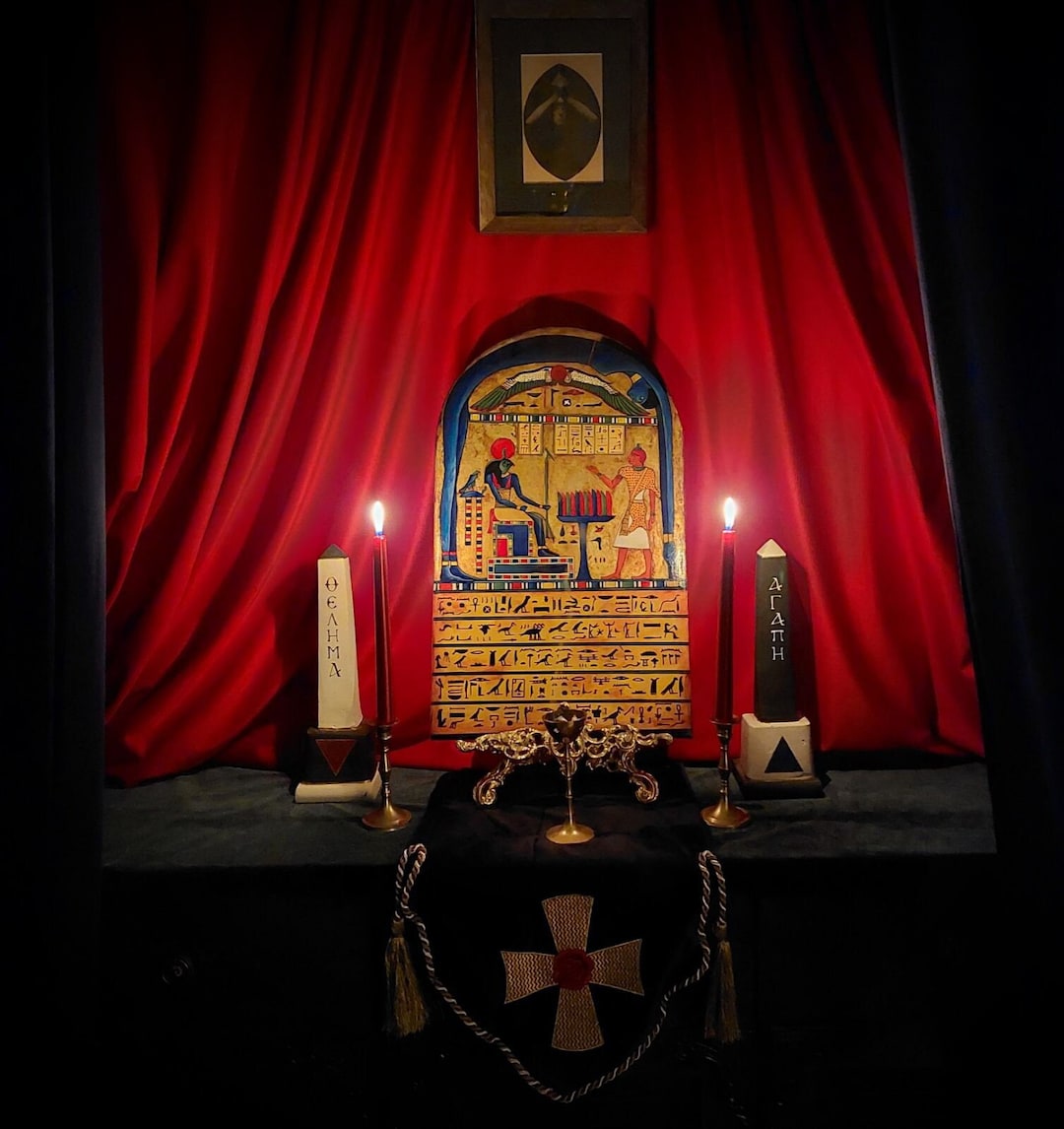 Stele of Revealing of Aleister Crowley - Hand Painted Egyptian Stele of ...