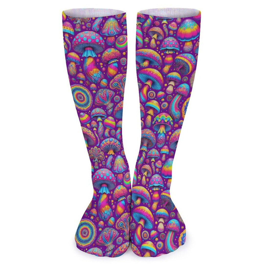 Psychedelic Mushroom Knee High Socks, Trippy Fungi Tube - Etsy