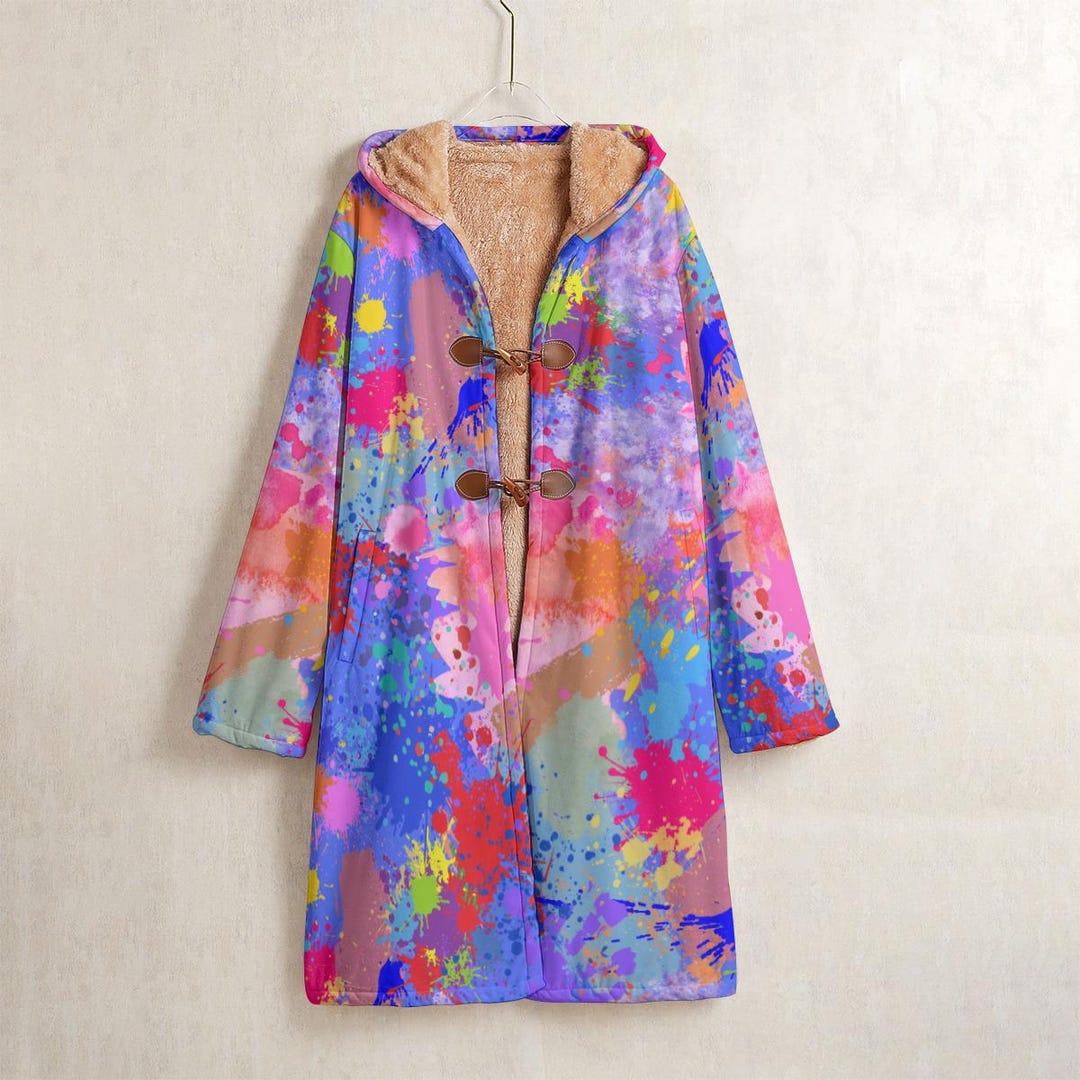Color Splash Fleece Windbreaker – Unisex Sherpa Lined Hoodie Coat With ...