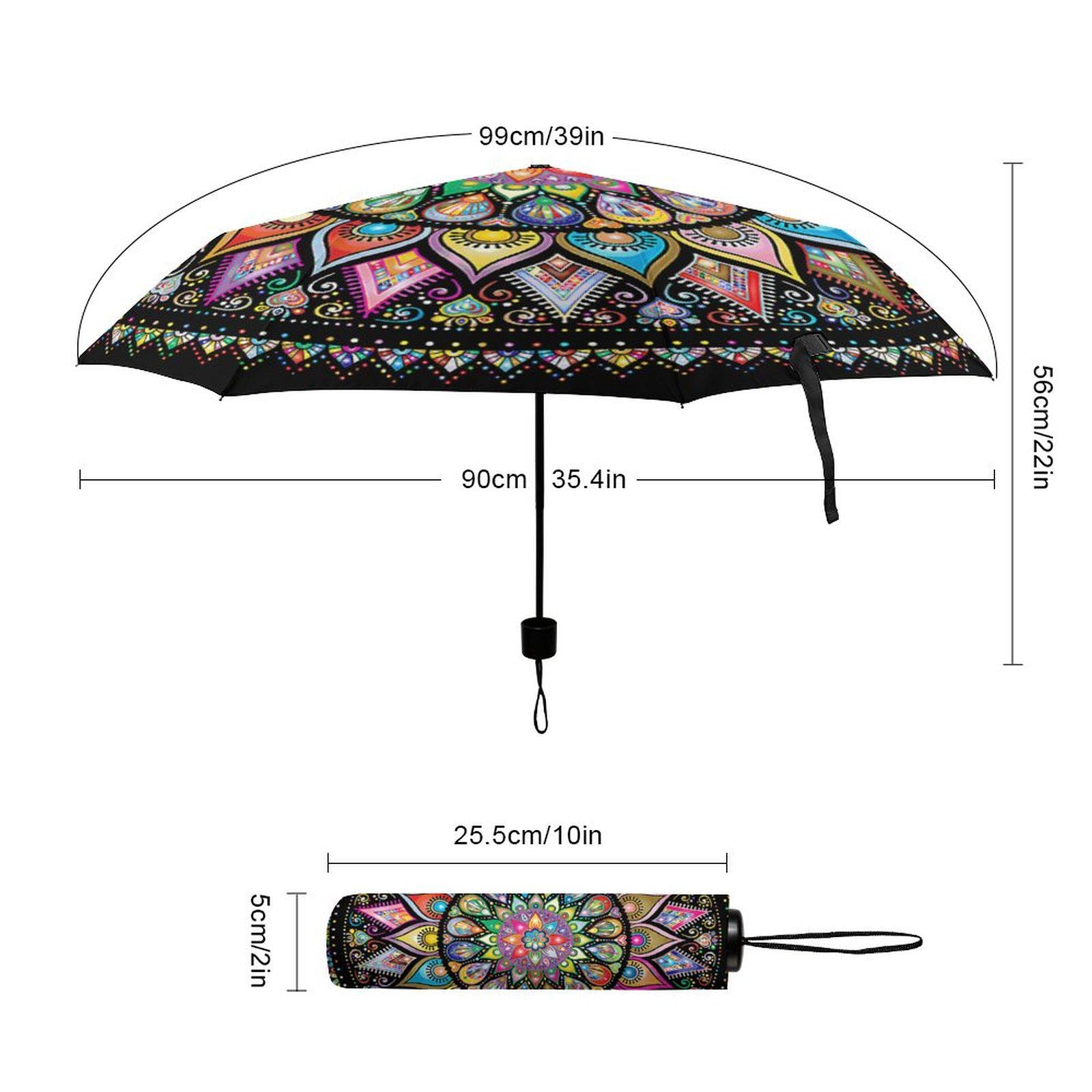 Boho Mandala Umbrella | Colorful Festival Travel Umbrella | Windproof ...