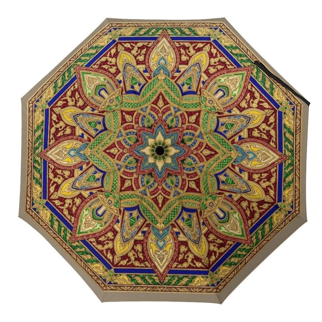 Thai Mandala Umbrella: Auto Open Close, UV Protection - Etsy