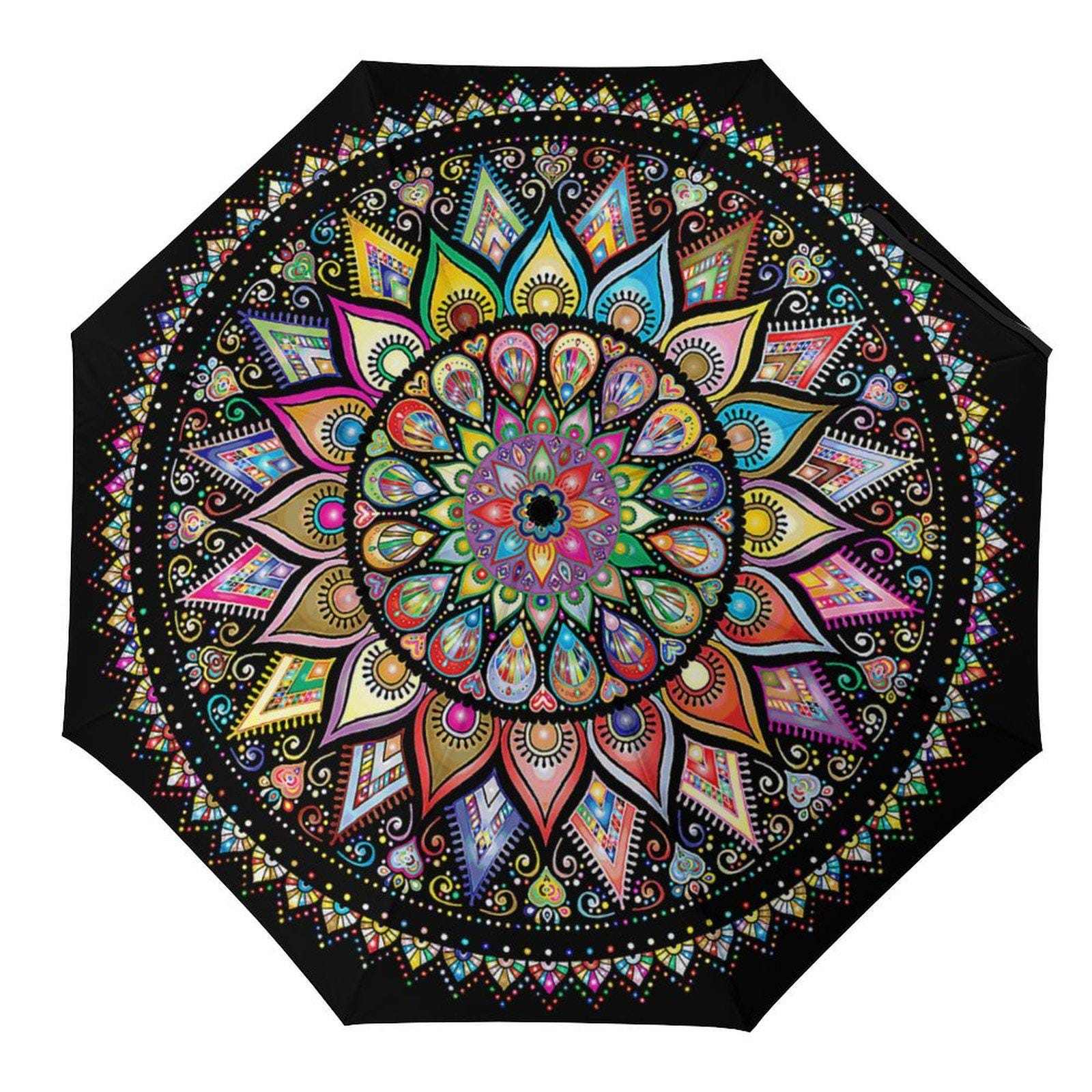 Boho Mandala Umbrella | Colorful Festival Travel Umbrella | Windproof ...