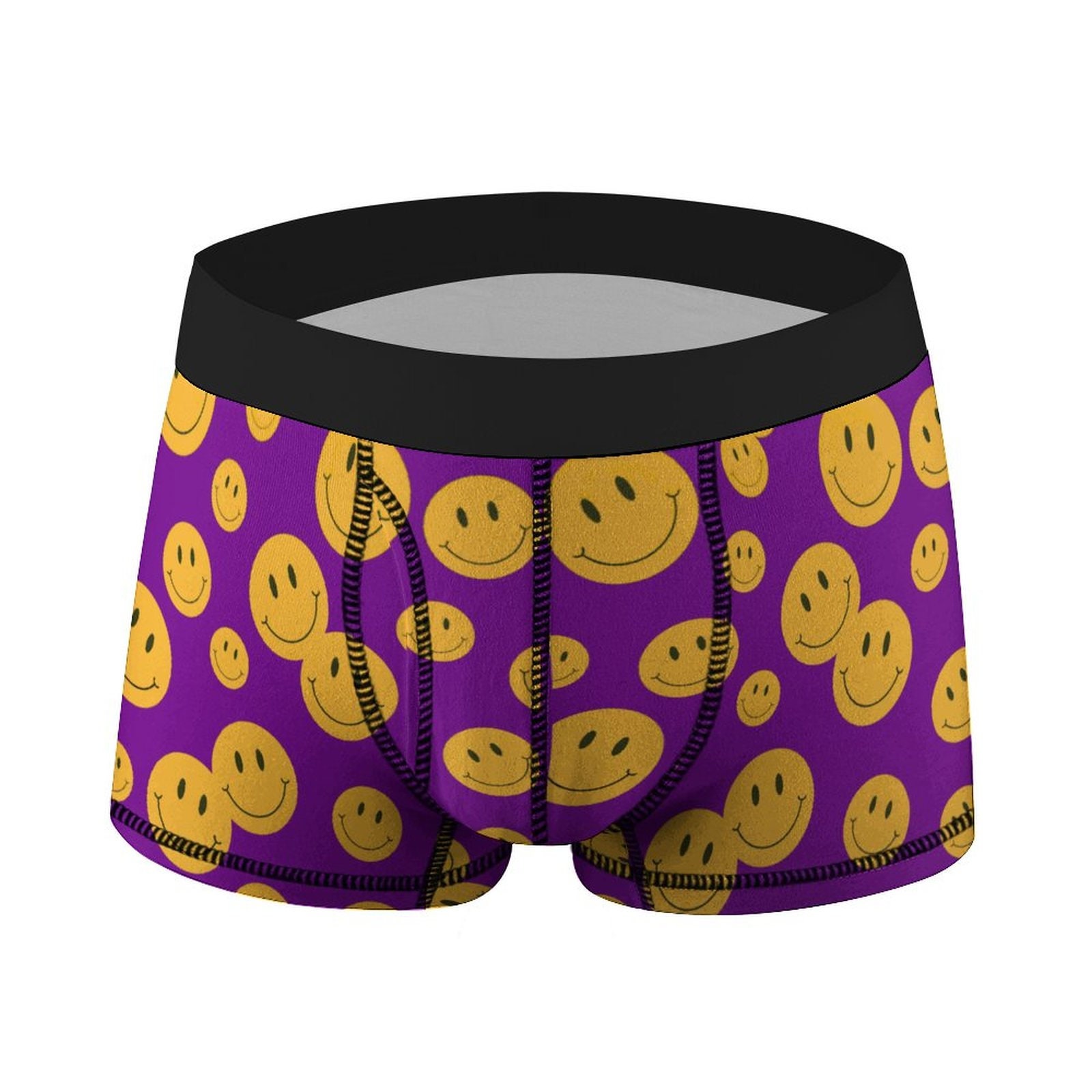Smiley Face on Purple Men's Milk Silk Underwear - 180gsm, Elastic ...
