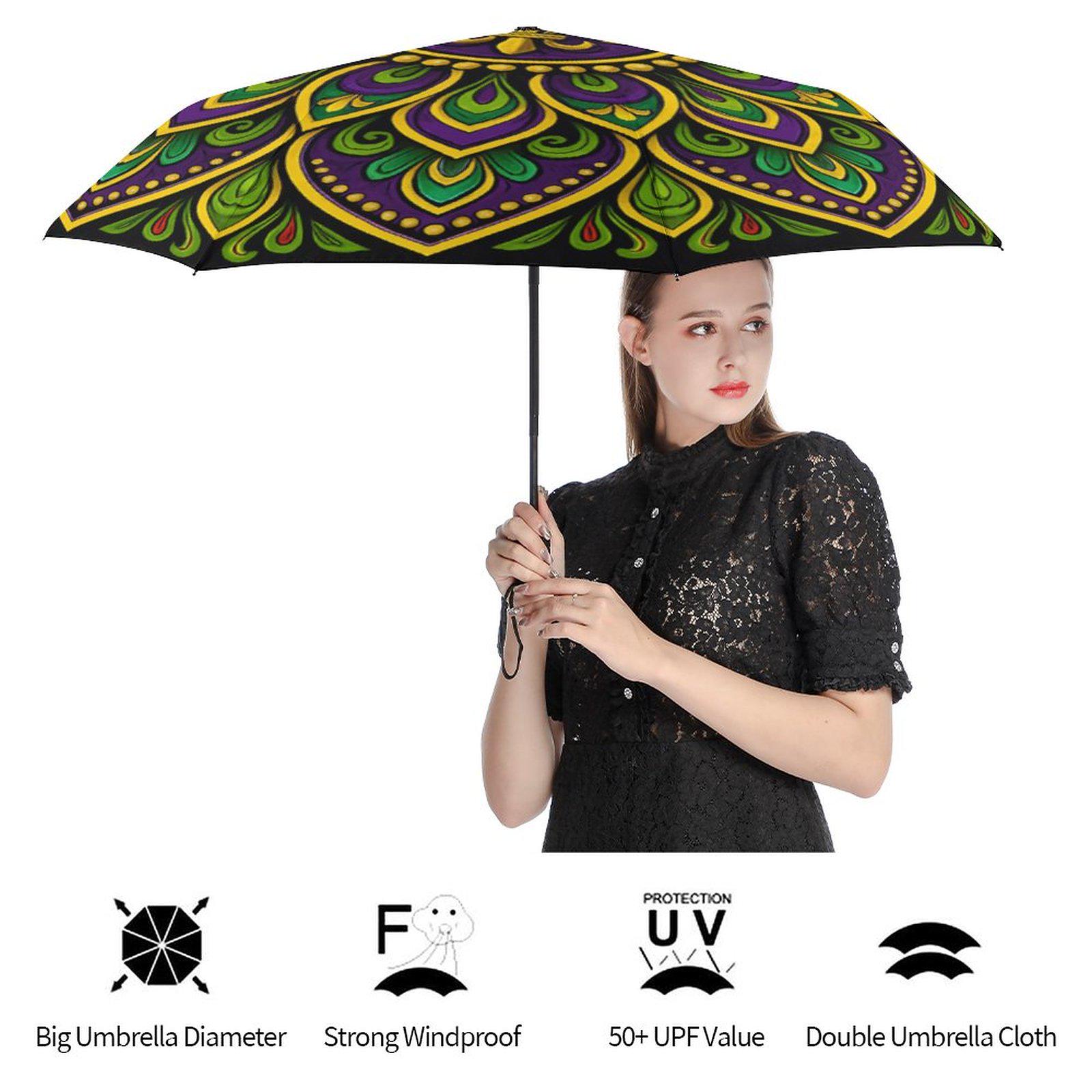 Mardi Gras Mandala Umbrella With Fleur-de-lis – Green Purple Gold ...