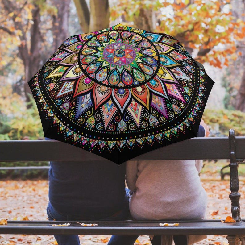 Boho Mandala Umbrella | Colorful Festival Travel Umbrella | Windproof ...