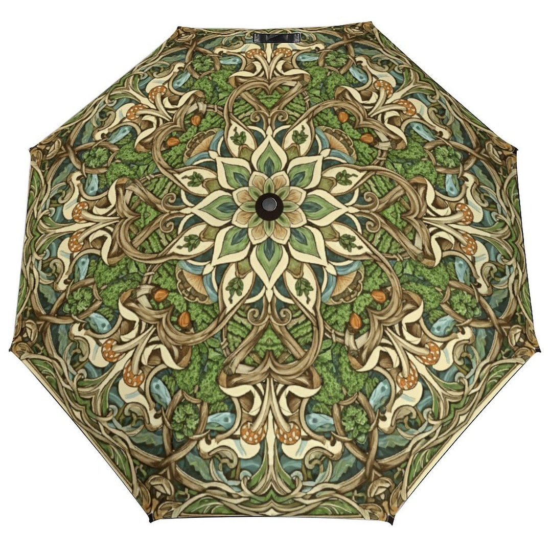 Celtic Green Mandala Umbrella | Vintage Art Nouveau Scrollwork - Etsy