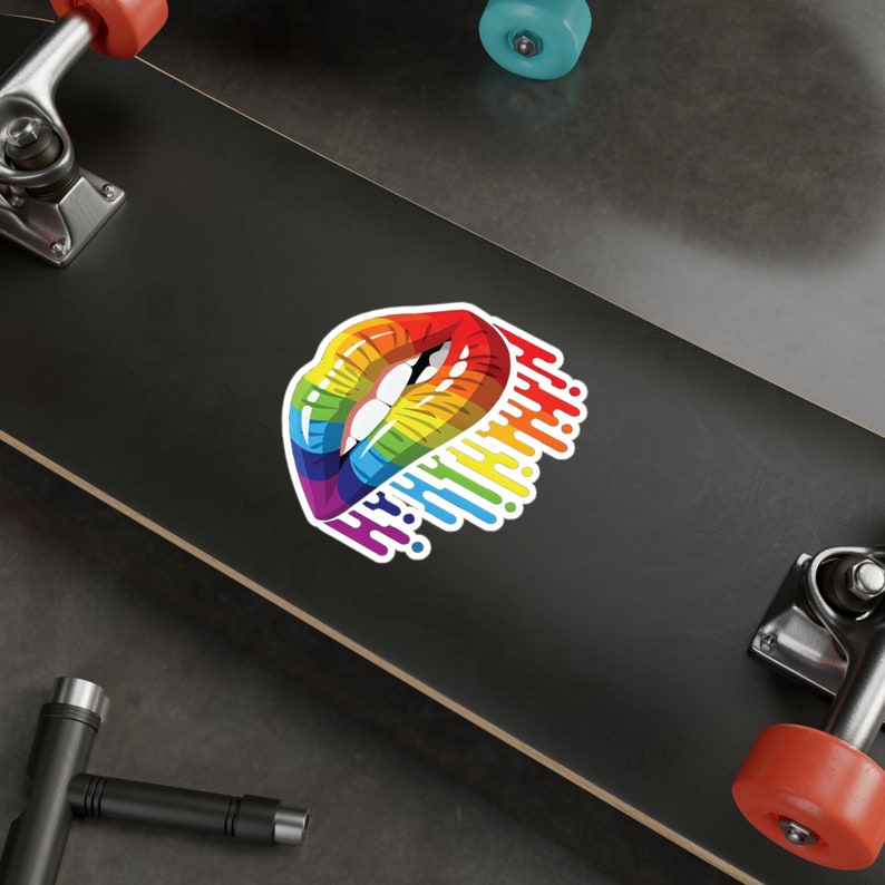 Rainbow Lips / Kiss-cut Vinyl Decals - Etsy