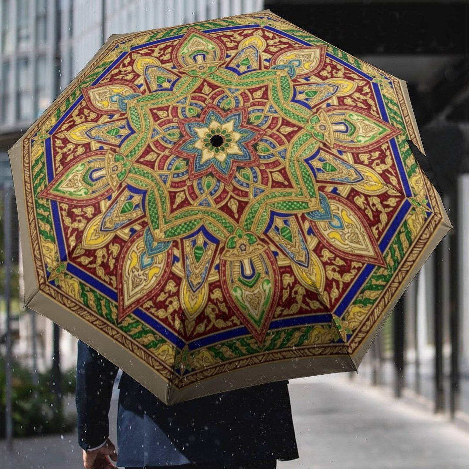 Thai Mandala Umbrella: Auto Open Close, UV Protection - Etsy