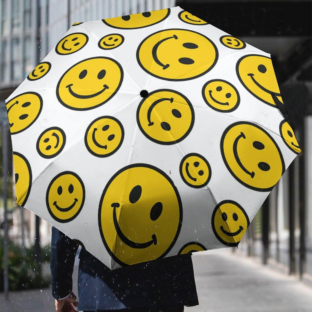 Smiley Face Travel Umbrella: UV Windproof Sublimation Print - Etsy