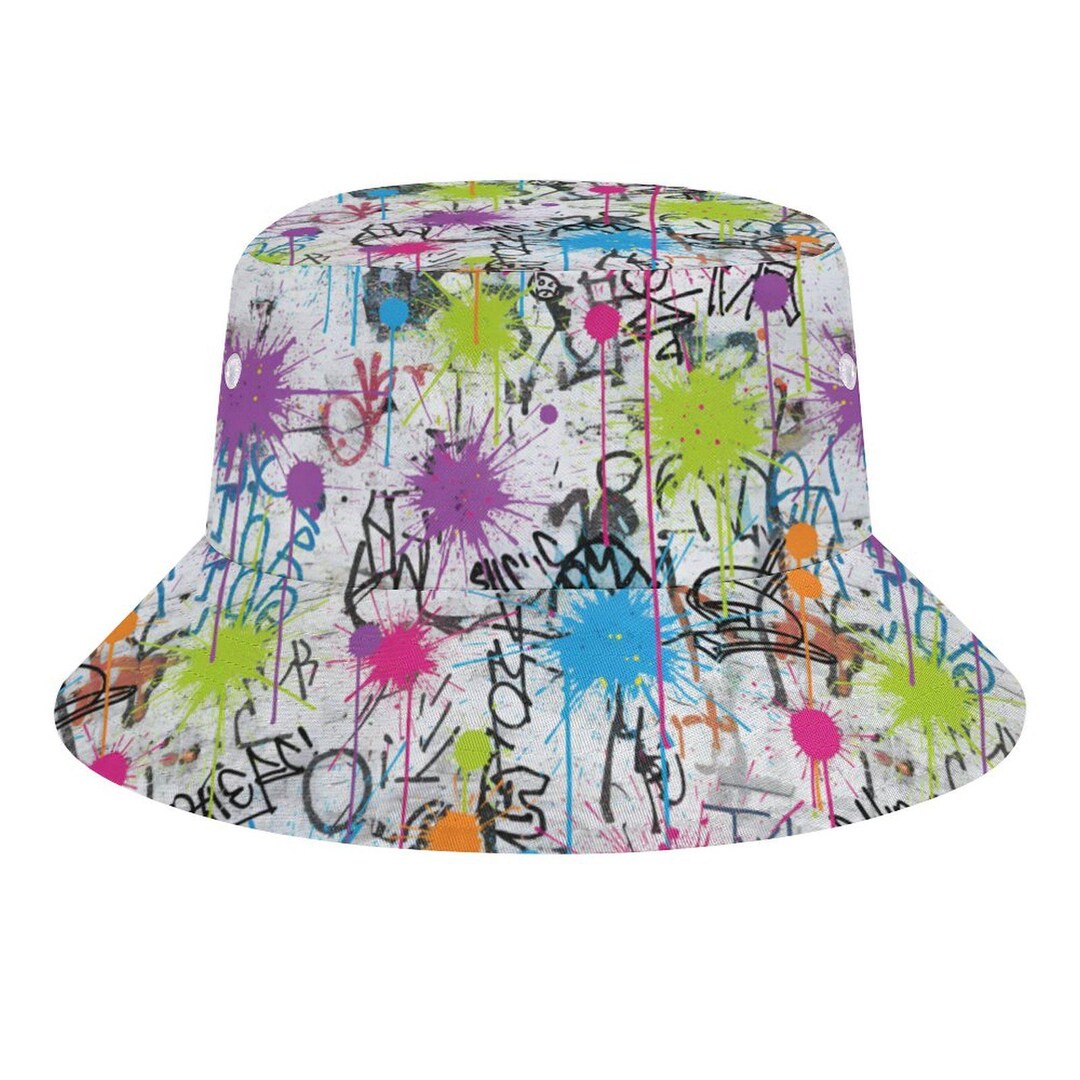 Paint Splatter Bucket Hat | Urban Street Art Print | Colorful Graffiti ...