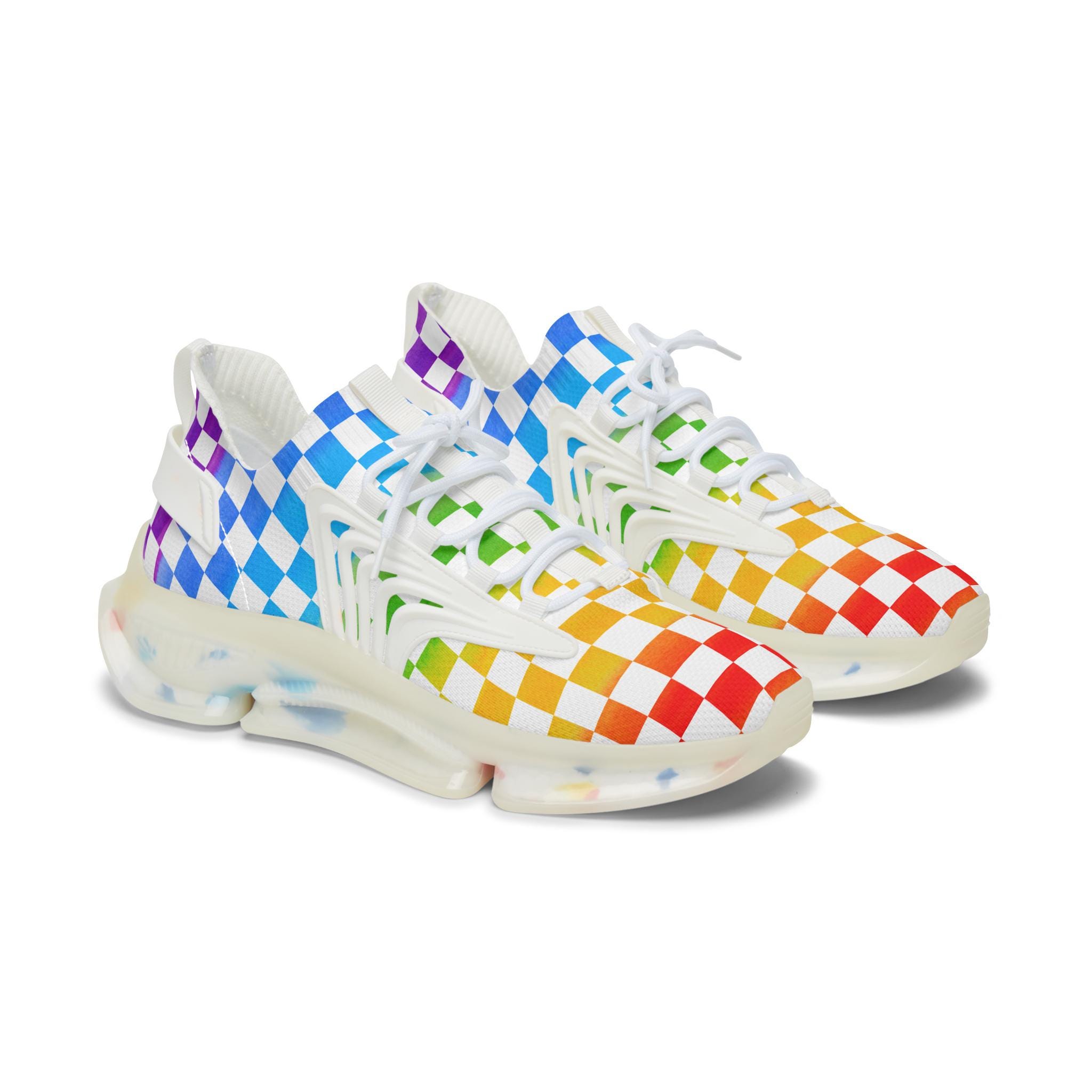 Rainbow Checkerboard Women's Mesh Sneakers - Etsy