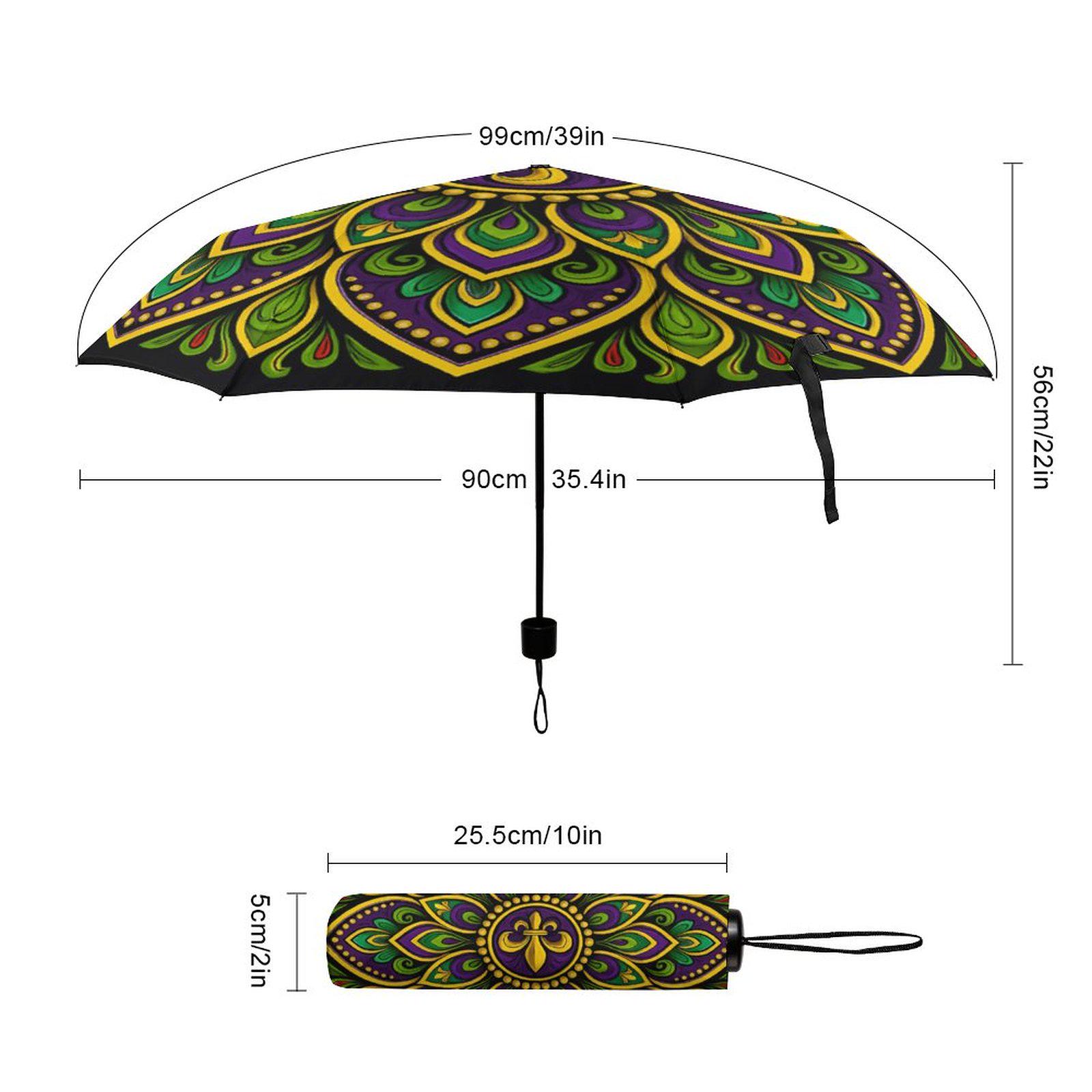 Mardi Gras Mandala Umbrella With Fleur-de-lis – Green Purple Gold ...