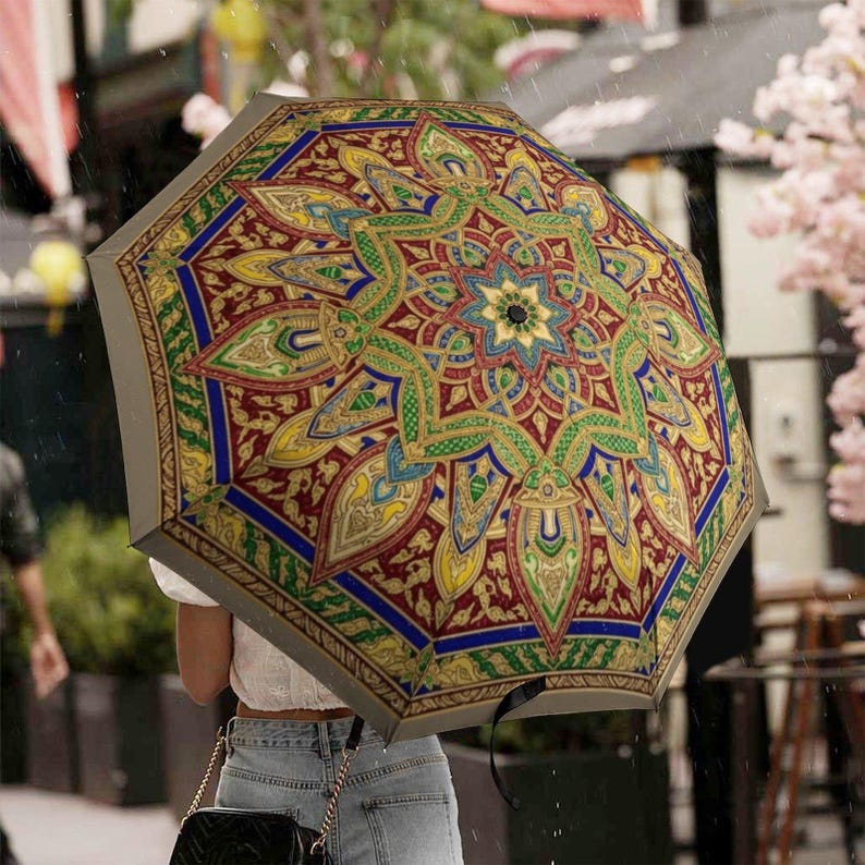 Thai Mandala Umbrella: Auto Open Close, UV Protection - Etsy