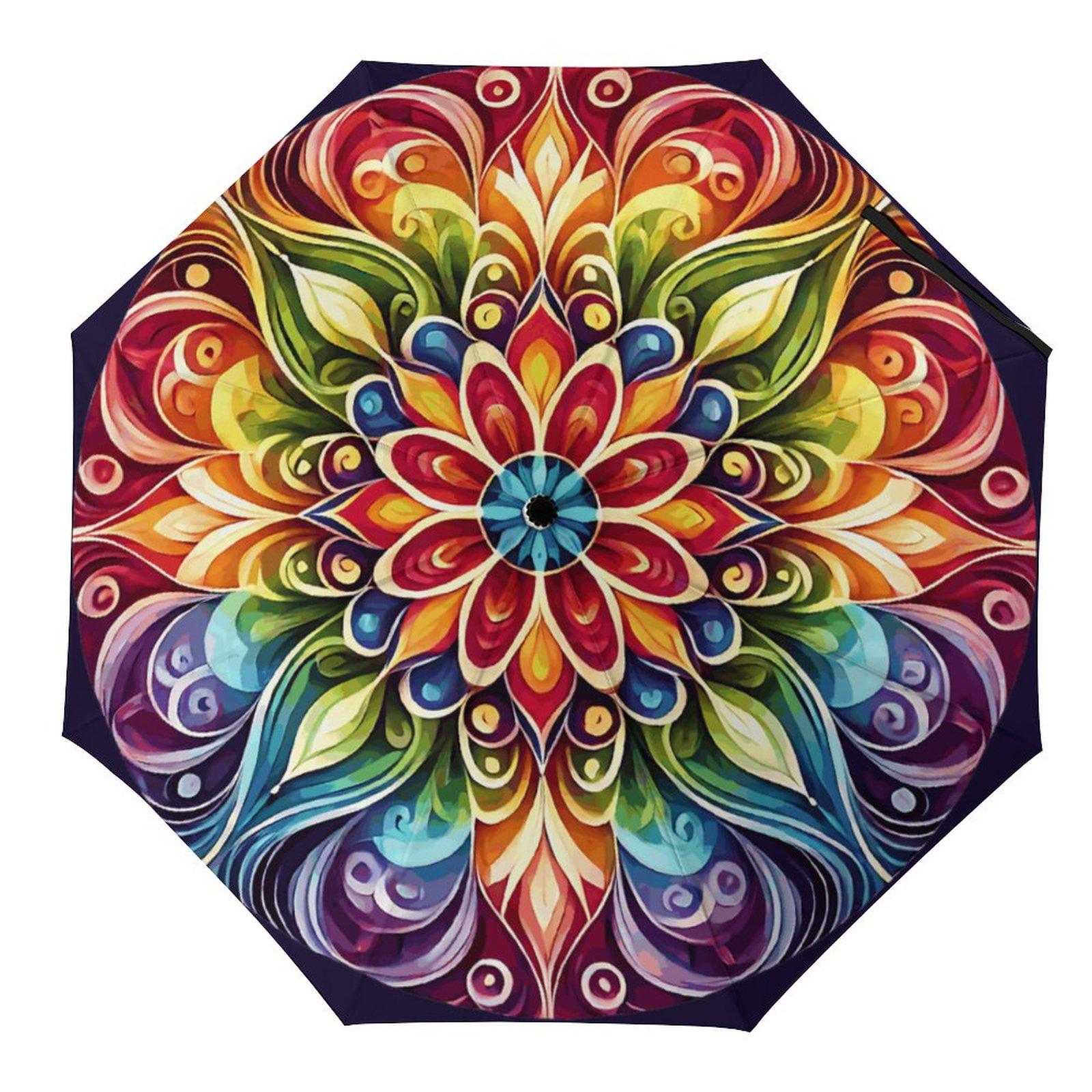 Colorful Mandala Umbrella – Made to Order Vibrant Auto Travel Umbrella ...
