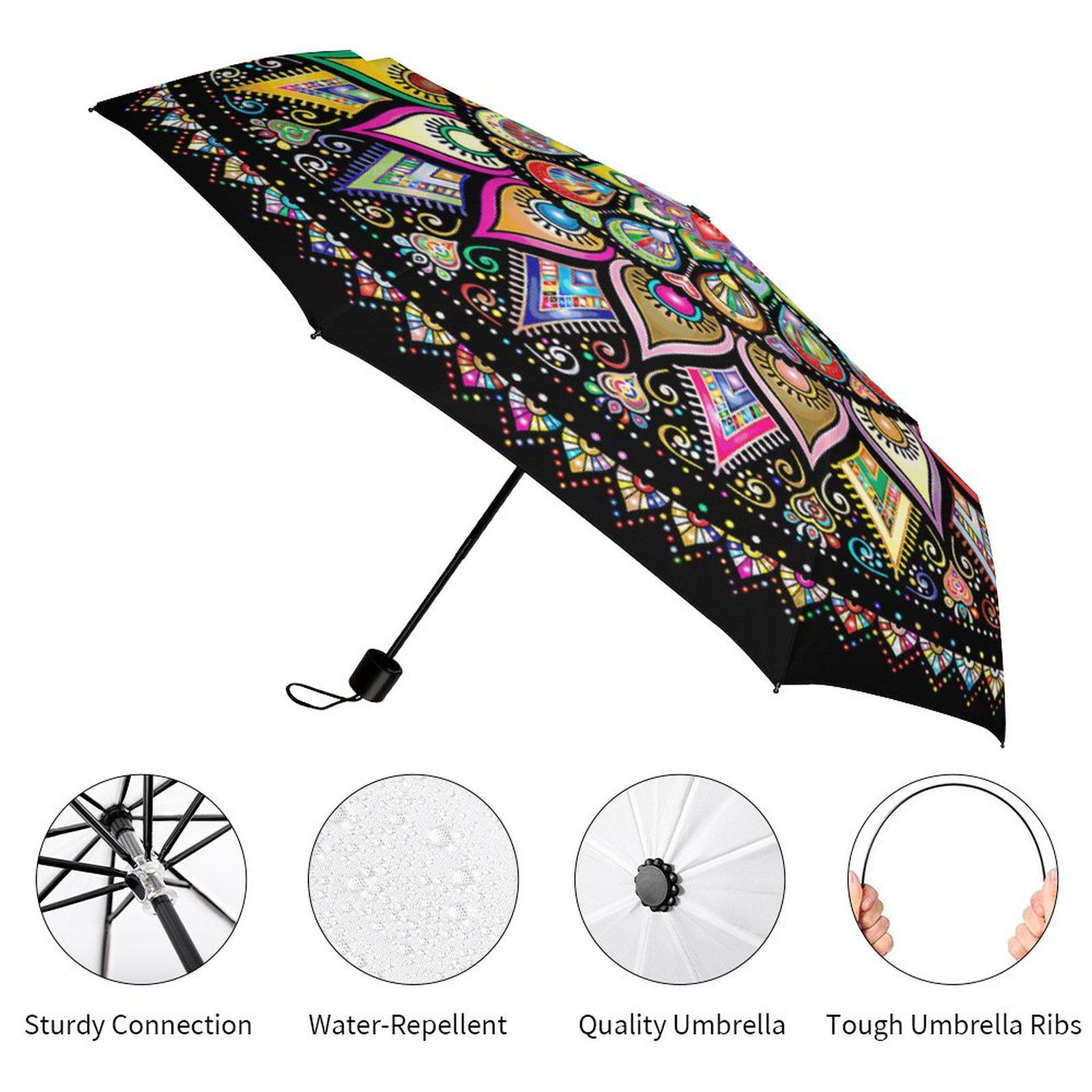 Boho Mandala Umbrella | Colorful Festival Travel Umbrella | Windproof ...