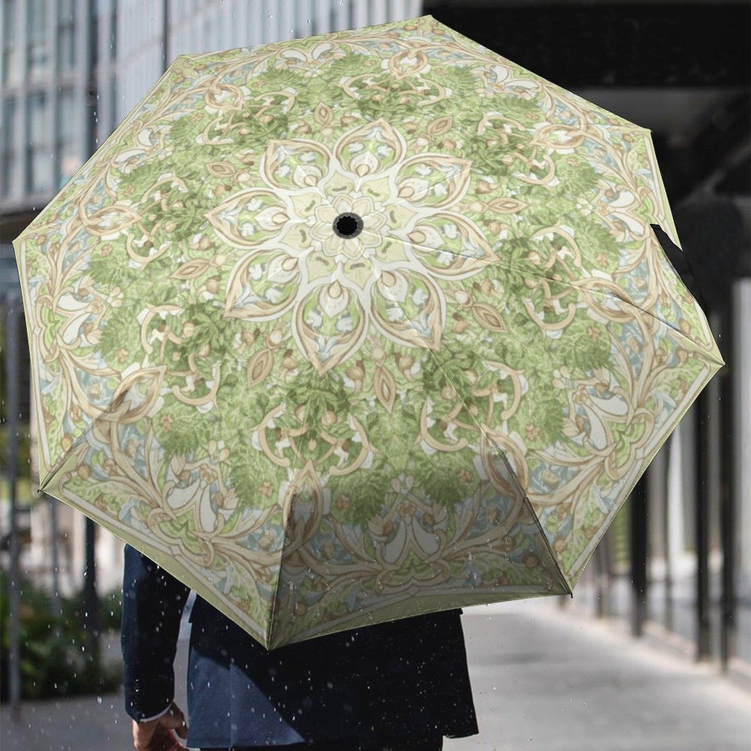 Green Floral Mandala Umbrella – Vintage Victorian Style, Auto Open - Etsy