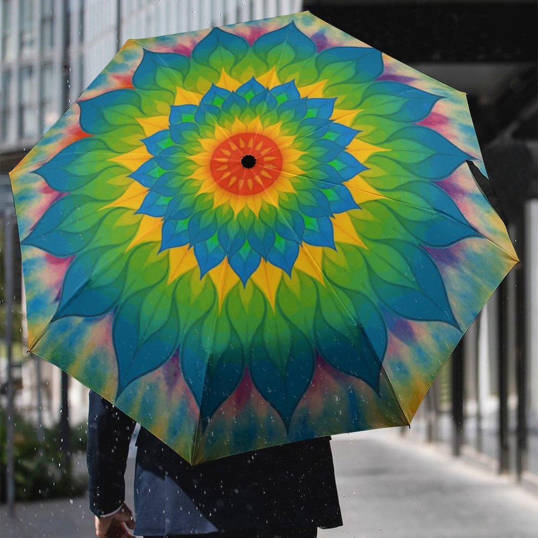 Colorful Mandala Compact Umbrella – Made-to-order Auto Open Windproof ...