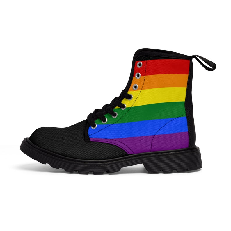 Men's Canvas Boots With LGBTQ Pride Flag Print Soft & Comfortable, Anti ...