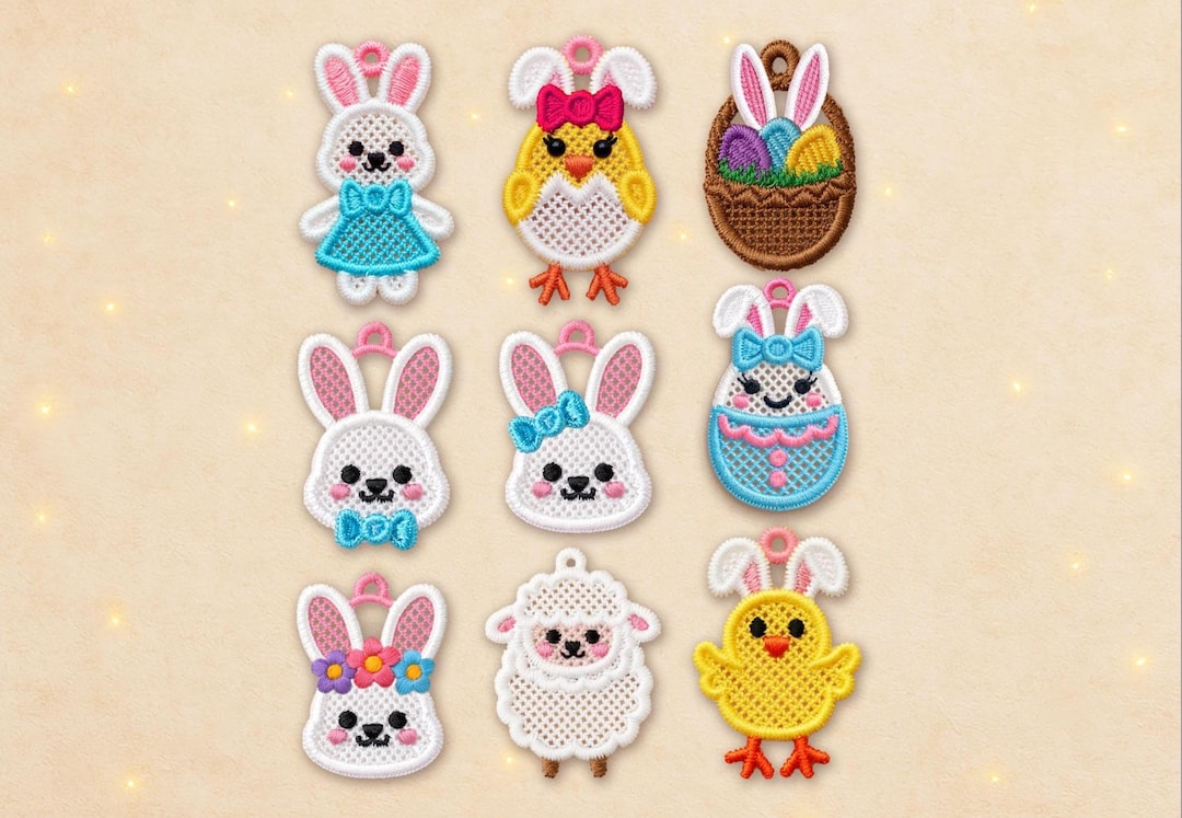 MEGA Set 9 FSL Easter Earrings Machine Embroidery Design FSL Easter ...