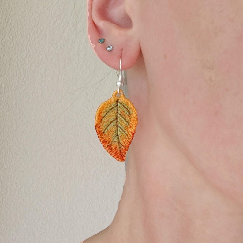 FSL Autumn Leaf Earrings Machine Embroidery Design FSL Autumn Leaf ...