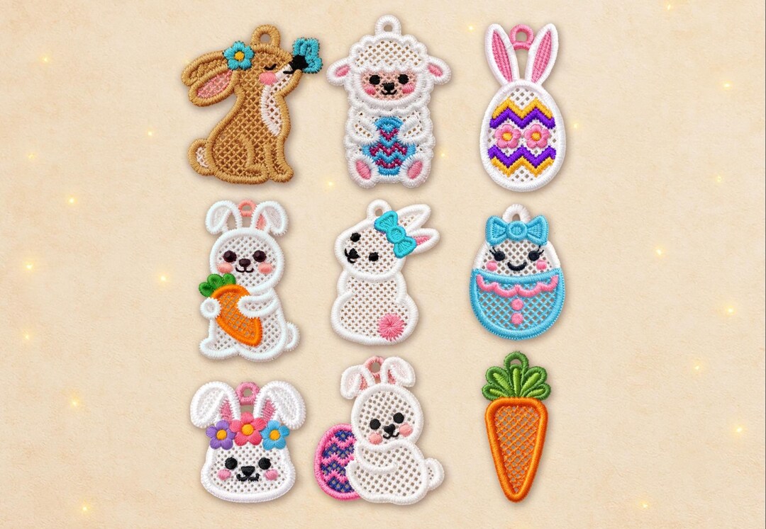 MEGA Set 9 FSL Easter Earrings Machine Embroidery Design FSL Easter ...