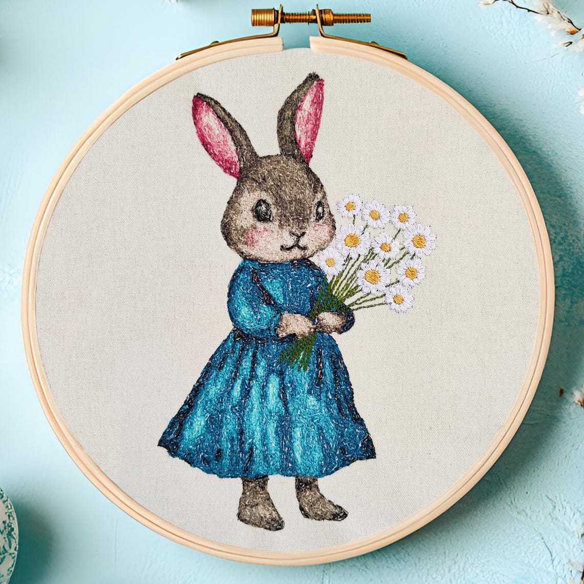 Easter Bunny Machine Embroidery Design - 4 Sizes, Rabbit Embroidery ...