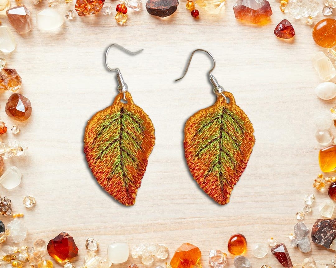 FSL Autumn Leaf Earrings Machine Embroidery Design FSL Autumn Leaf ...