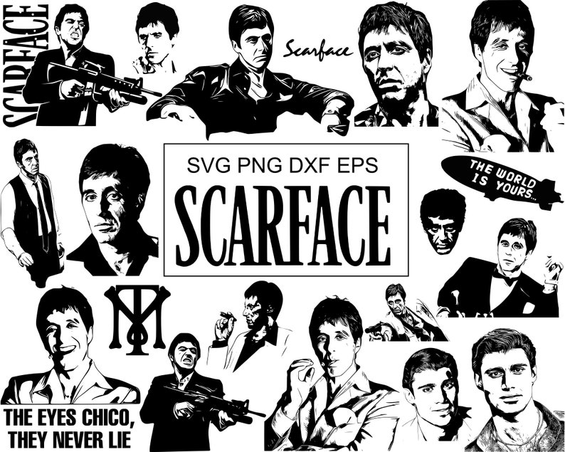 22 SVG Scarface Tony Montana Manny Ribeira Miami 80s Movies 90s Al ...