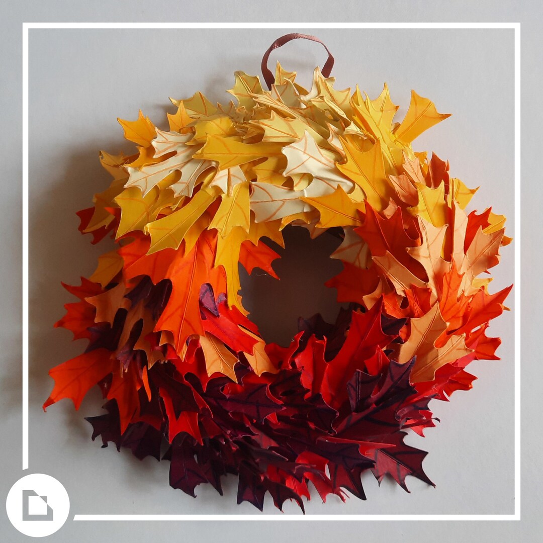 Paper Autumn Wreath 5.5 in , Wreath Door, Paper Wreath, Leaf Wreath - Etsy