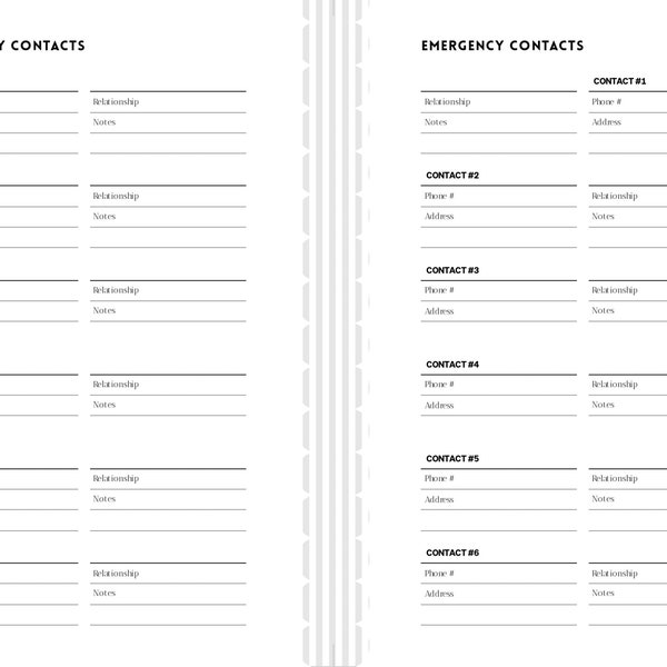 Emergency Contact List - Etsy
