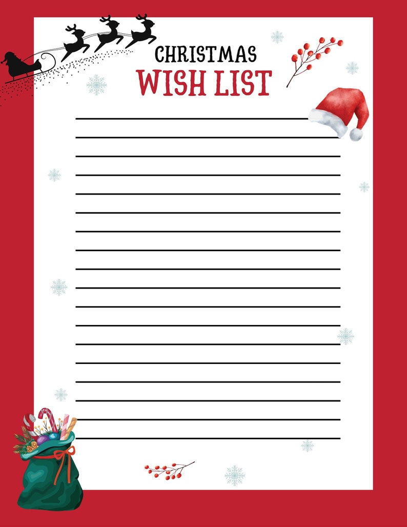 Christmas Wishlist Christmas Printable for Kids Christmas - Etsy Canada