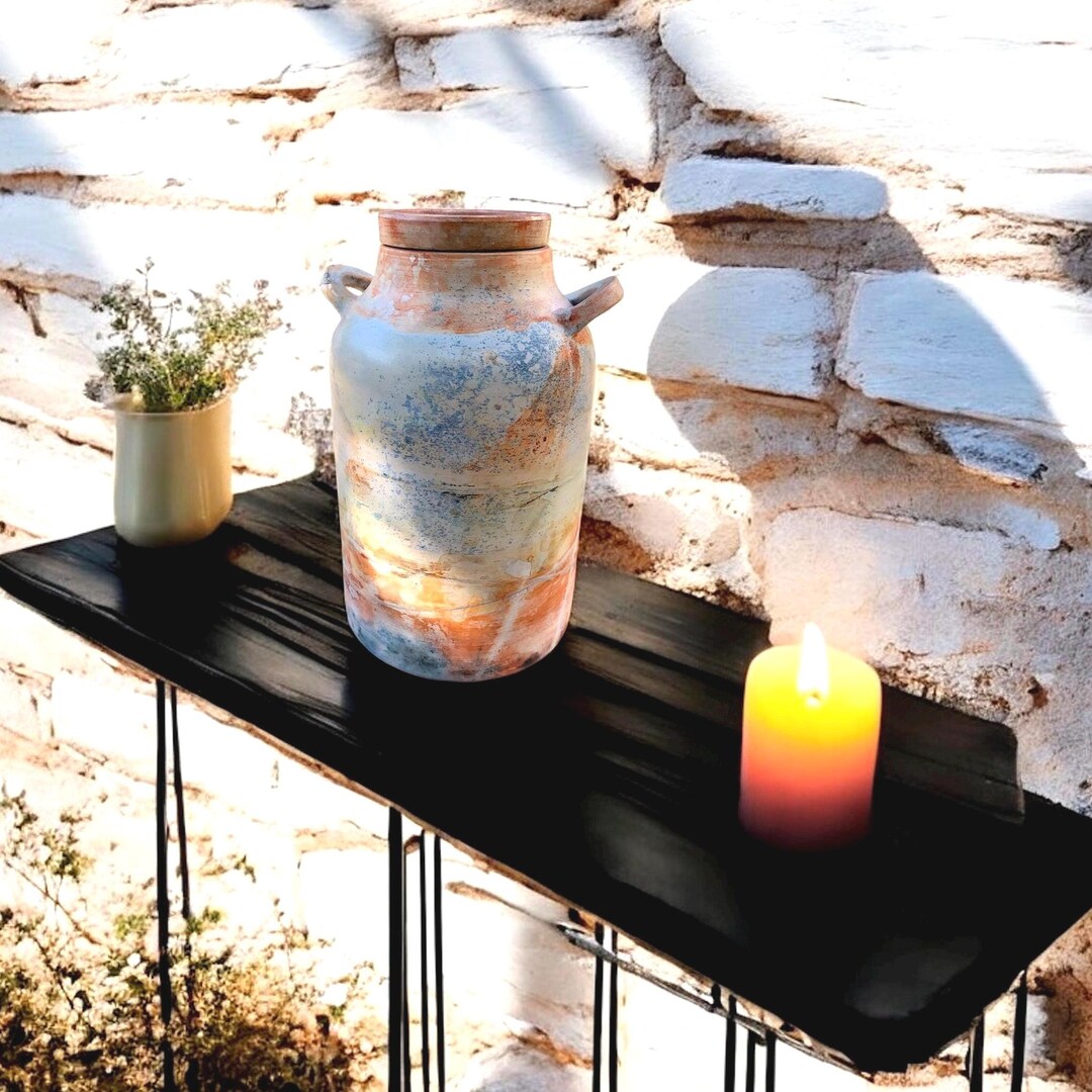 Ceramic Cremation Urn | Handmade Rustic Artisan Pottery | Saggar Fired ...