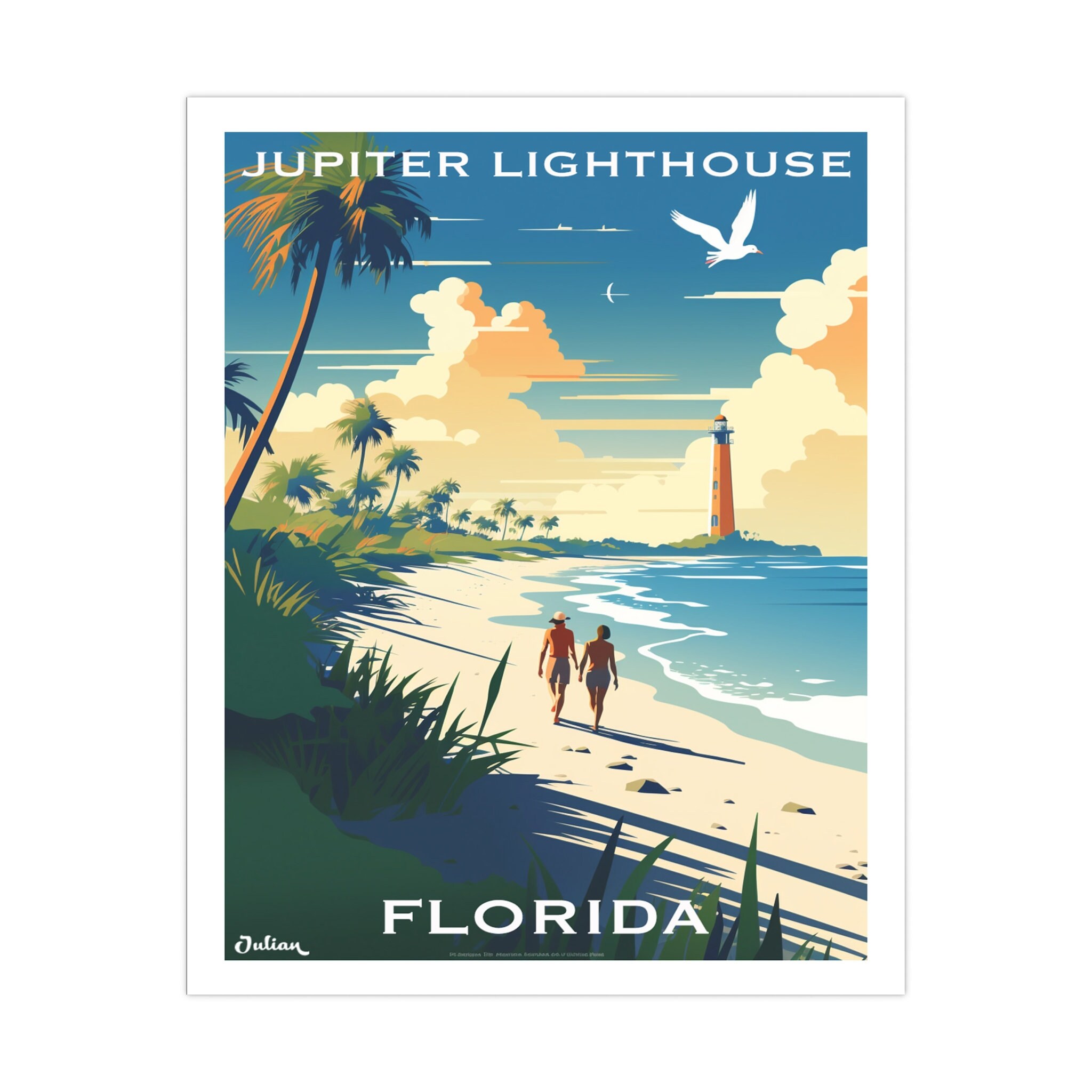 Jupiter Lighthouse, Florida Travel Poster Modern Wall Art - Etsy