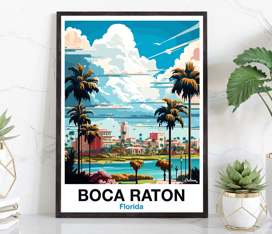 Boca Raton - Florida | Travel Poster | Modern Wall Art - Etsy