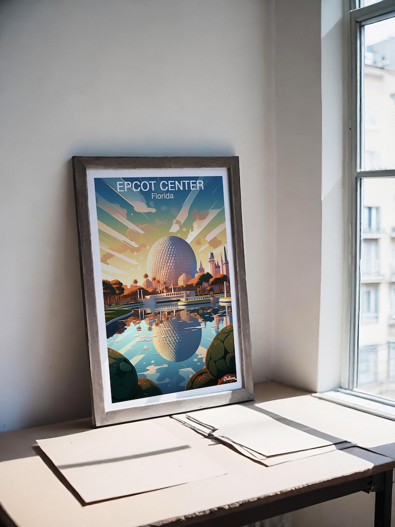 Epcot Center Poster: Spaceship Earth, Florida Travel Art - Etsy