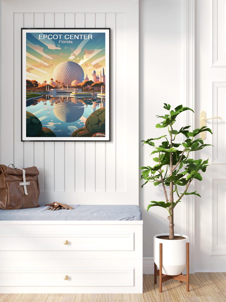 Epcot Center Poster: Spaceship Earth, Florida Travel Art - Etsy