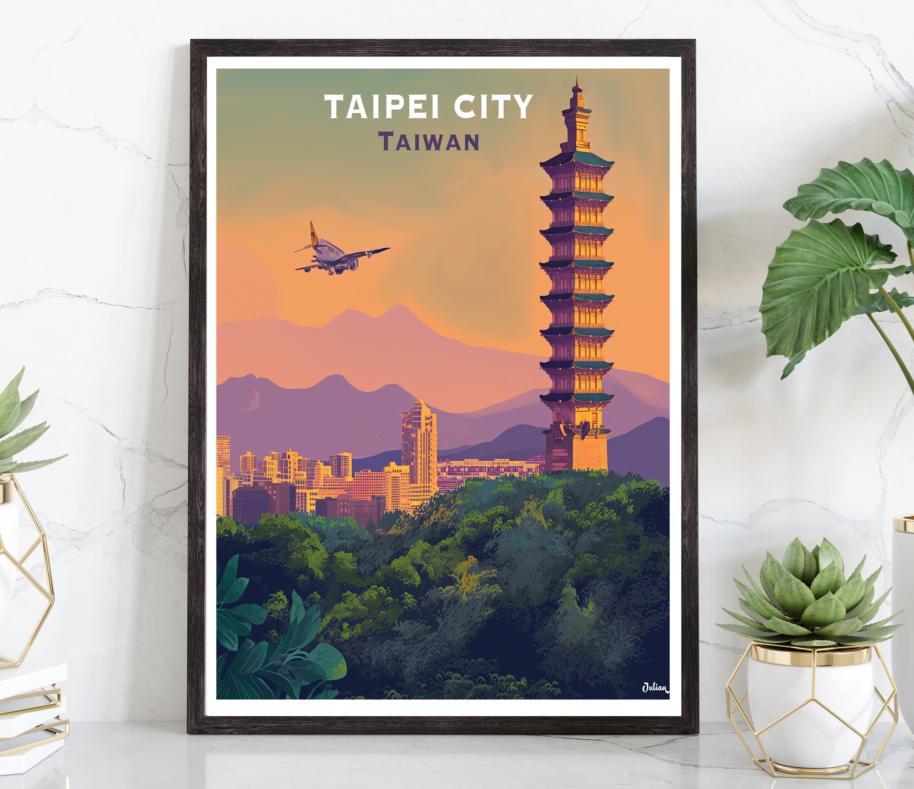 Taipei City, Taiwan Travel Poster Modern Wall Art - Etsy
