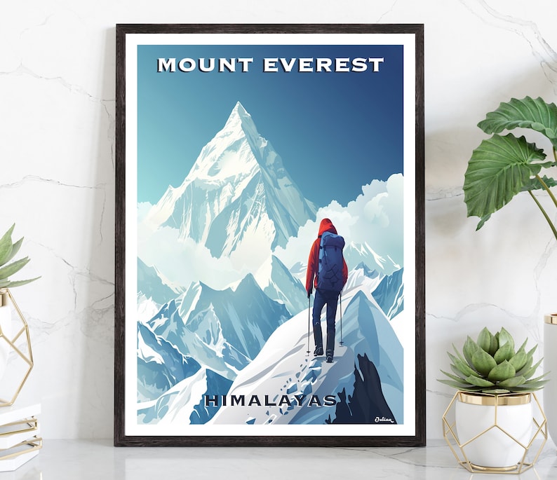 Mount Everest, Himalayas | Travel Poster | Modern Wall Art - Etsy