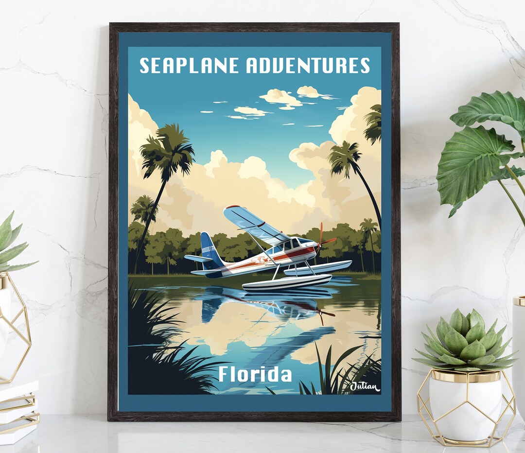 Seaplane Adventures Travel Poster | Modern Wall Art Florida Prints ...