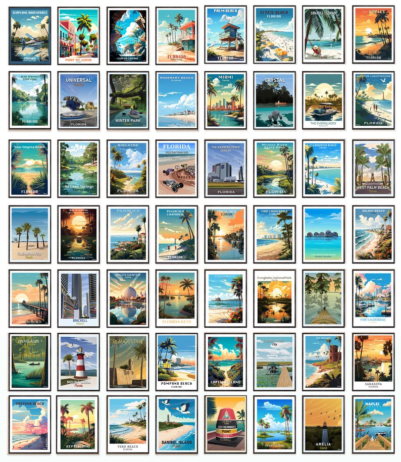 Key Biscayne Travel Poster | Modern Wall Art Florida Prints - Unframed ...